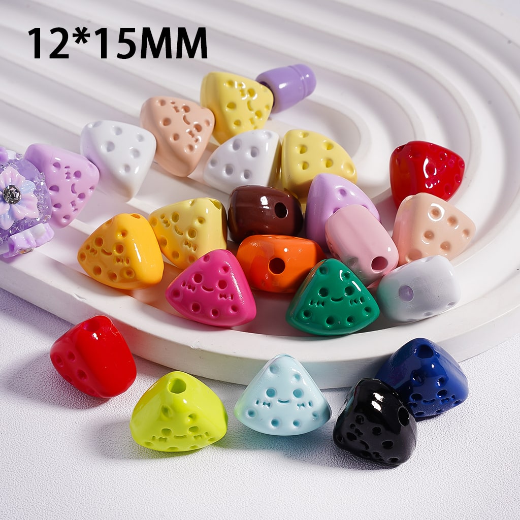 Mini Fan-Smile Cheese Face in Solid Color, Acrylic Beads 12*15MM (Sing ...