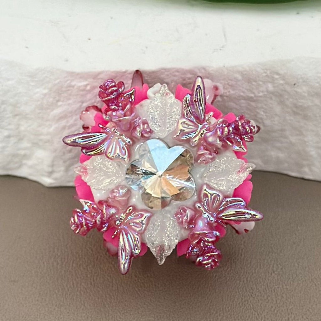 Fancy Delicate Colorful Cute Flowers and Leaves with Shiny Flower Rhin ...