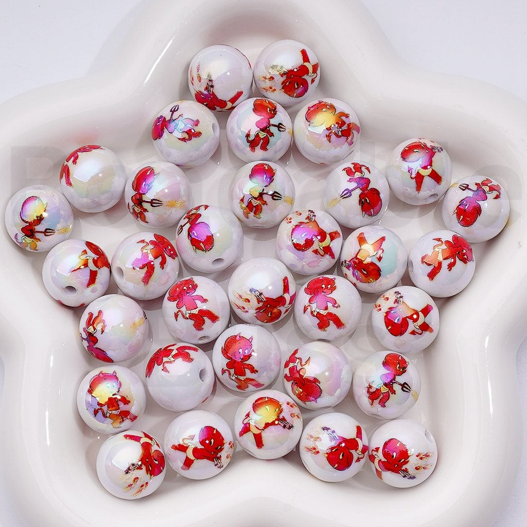 UV Coating Ho Stuf the Littl Devi Round Acrylic Beads, 16MM, Random Mi ...