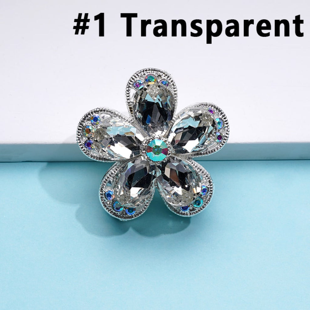 Silver Alloy Exquisite Fancy Five-Petaled Flower with Colorful & AB Rh ...