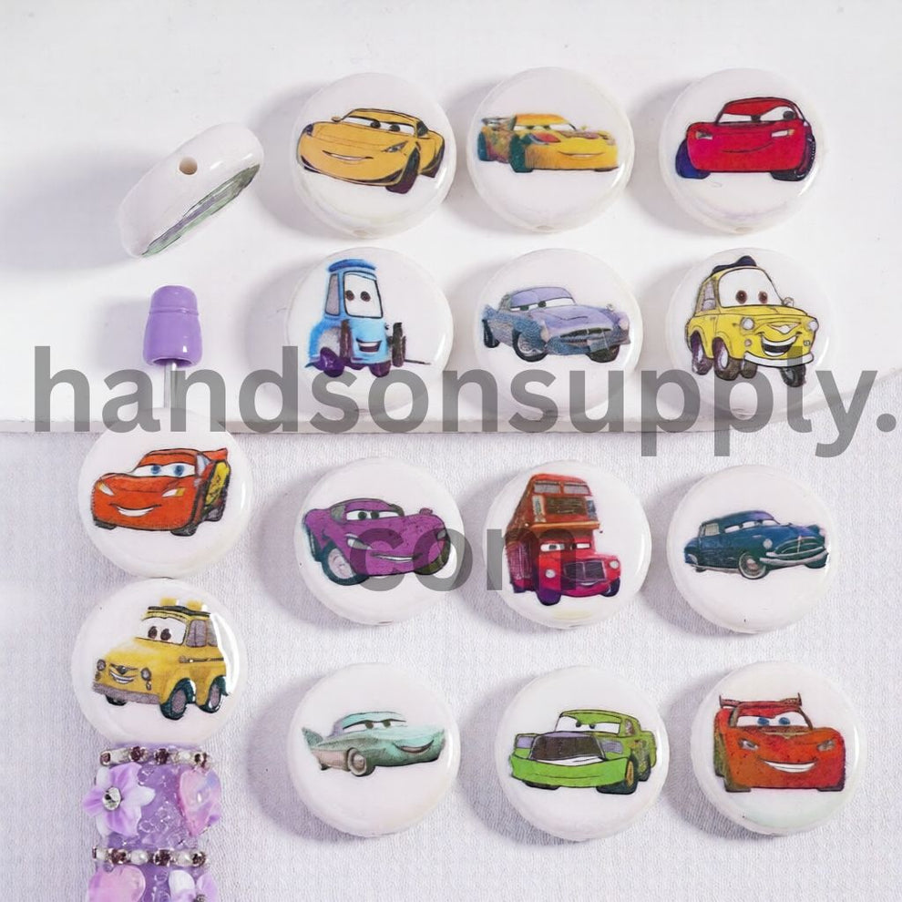 UV Coated Colorful Sports Car Series Prints Flat Round White Acrylic B ...