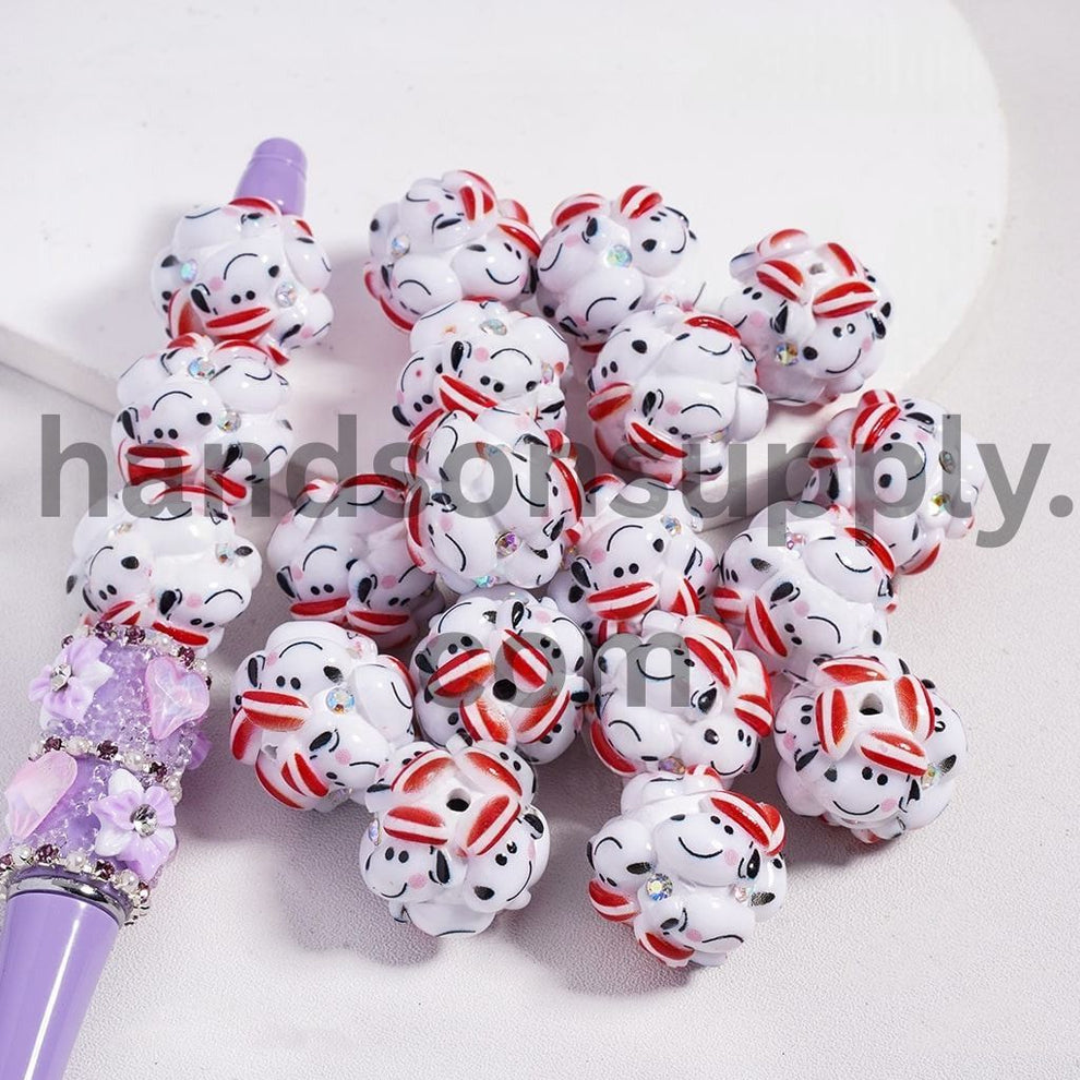 Beagle Cute Dog Face Wearing Red Hat & AB Rhinestones Multi‑Color Roun ...