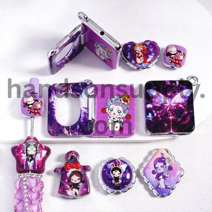 Purple Theme Baby Girl Different Designs & Shapes Series Acrylic Beads ...