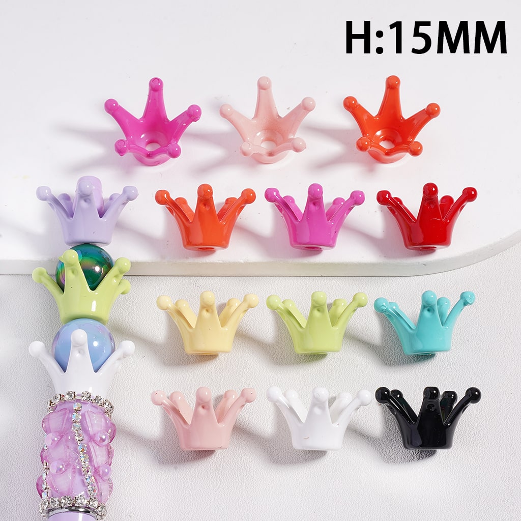 Solid Multi Color Crown Acrylic Beads Height 15MM, Random Mix – Hands ...