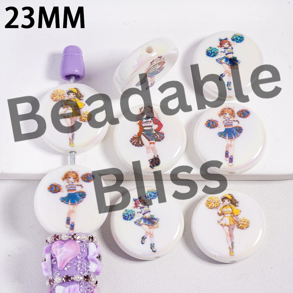 Acrylic Beads UV Coating Cheerleaders in Assorted Designs, 23MM, Rando ...
