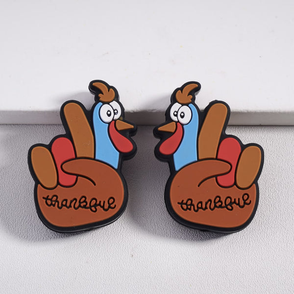 Cute Turkey Hand Gesture "V" Sign Thanksgiving Day Thankful Silicone F ...