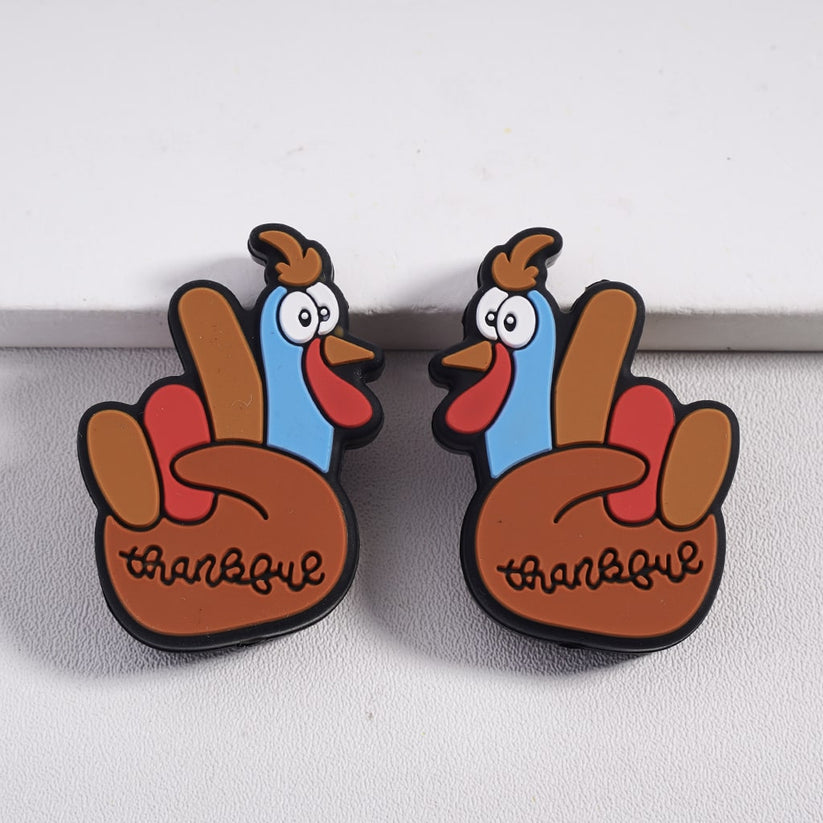 Cute Turkey Hand Gesture "V" Sign Thanksgiving Day Thankful Silicone F ...