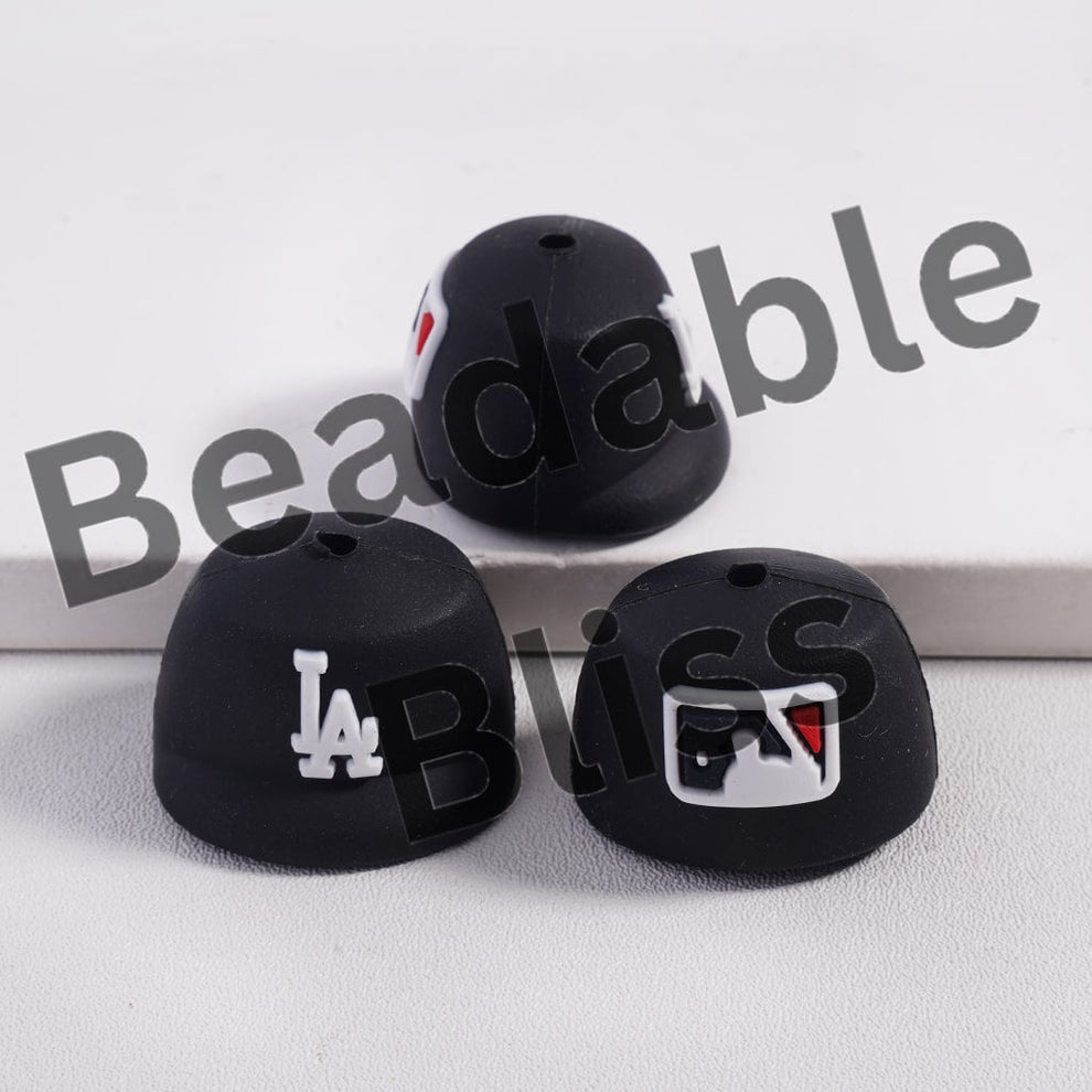 3D Baseball Cap Hat Sporty Colorful Silicone Focal Beads Random Mix ...