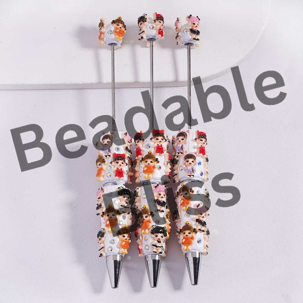 Beadable Clay Pens with Pretty Baby Girl Wearing Various Ornament and ...