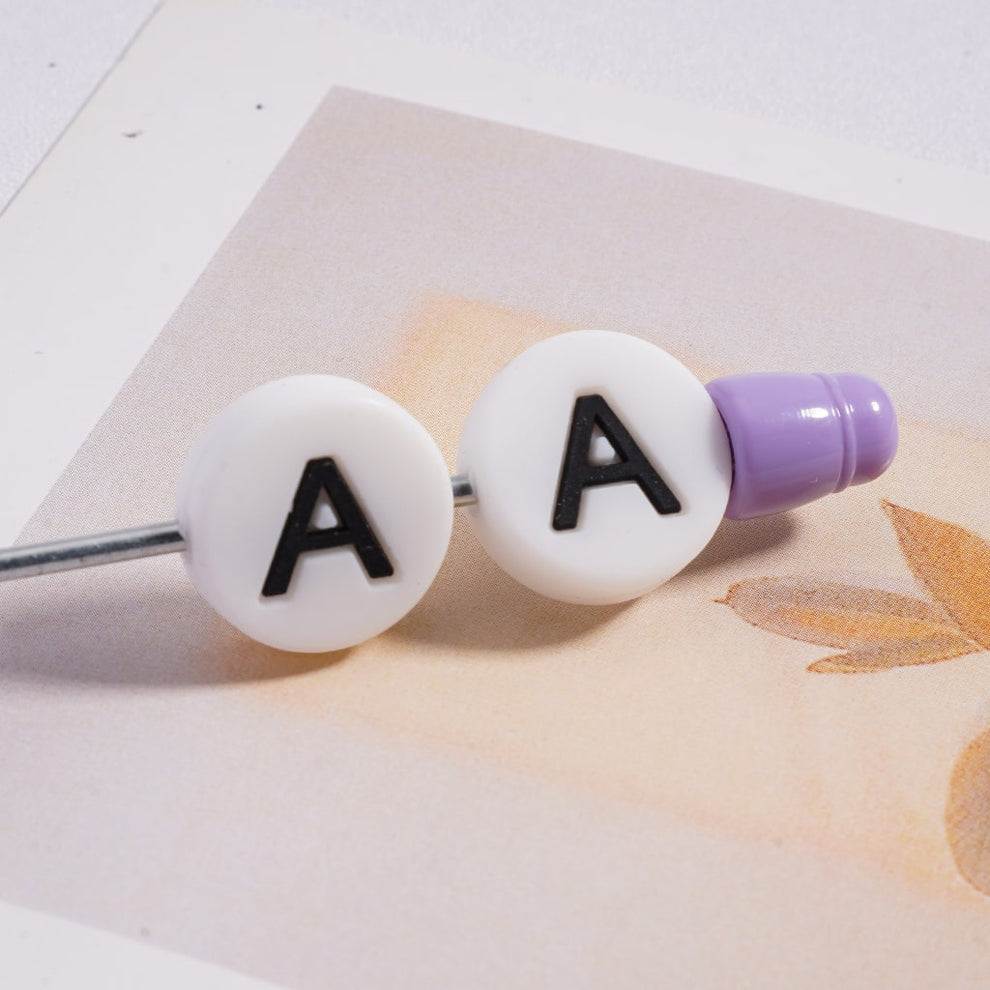 Mini Flat Round Alphabet English Letters Prints Silicone Beads (The Ho ...