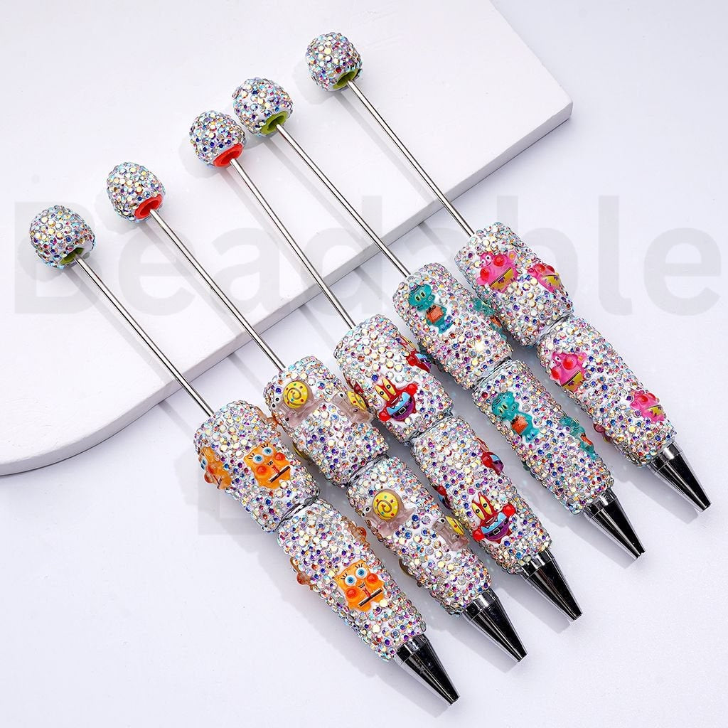 Cute Spongebo Squarepan Series Beadable Clay Pens with AB Rhinestones ...